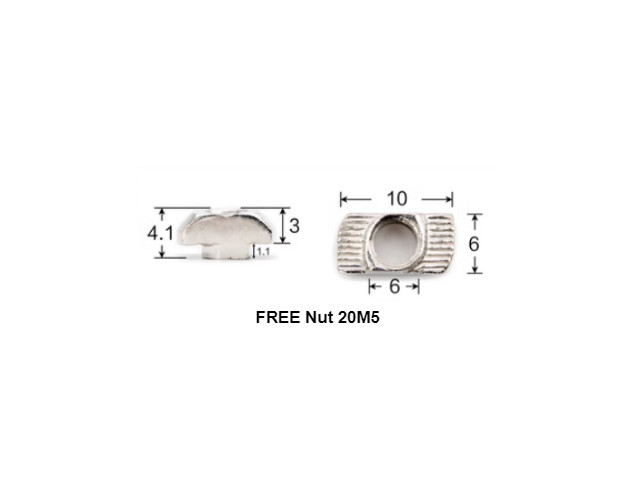 FTFN03 ฟรีนัท Free-Nut Aluminum Profile FreeNut 20-M5 – เอสทูอินโนเวชั่น
