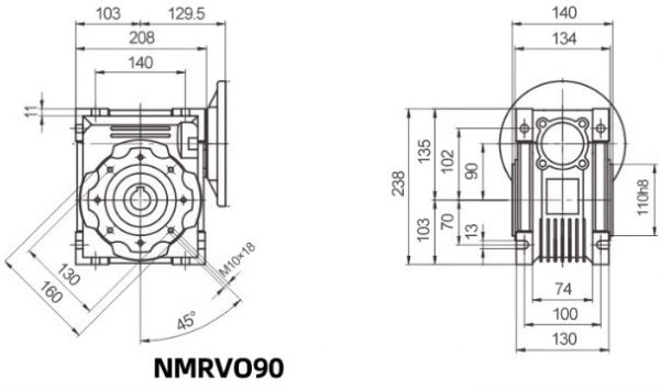 GMN150 เกียร์ทด เกียร์ตัวหนอน Gear Motor NMRV Hollow Shaft NMRV030 ...