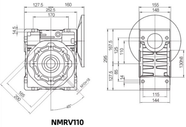 GMN150 เกียร์ทด เกียร์ตัวหนอน Gear Motor NMRV Hollow Shaft NMRV030 ...