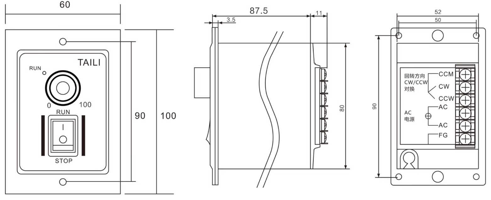 MXAC07 กล่องปรับความเร็วรอบมอเตอร์ TAILI AC Motor Reversible Speed ...