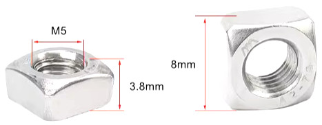 FTN405 นัทสี่เหลี่ยม Square Nut Stainless Profile M5 – เอสทูอินโนเวชั่น