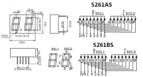 MD7S50 โมดูลจอแอลอีดี 7-Segment 0.56″ 2-Digit CC 5621AS Red – เอสทูอิน ...